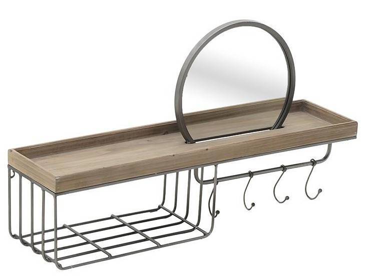 ΡΑΦΙΕΡΑ ΤΟΙΧΟΥ INART ΜΕΤΑΛΛΟ ΞΥΛΟ ΜΑΥΡΟ 80X20X45CM - ΕΠΙΠΛΑ | Plus4u