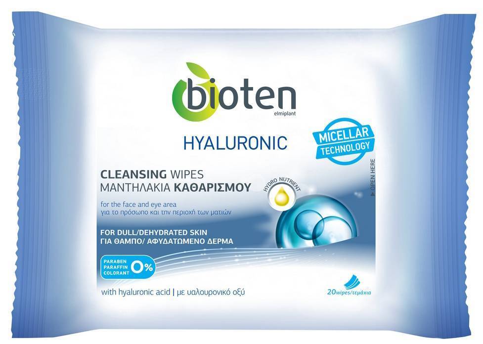 ΜΑΝΤΗΛΑΚΙΑ ΚΑΘΑΡΙΣΜΟΥ BIOTEN HYALRONIC 20ΤΜΧ - ΠΡΟΣΩΠΟ-ΝΤΕΜΑΚΙΓΙΑΖ | Plus4u