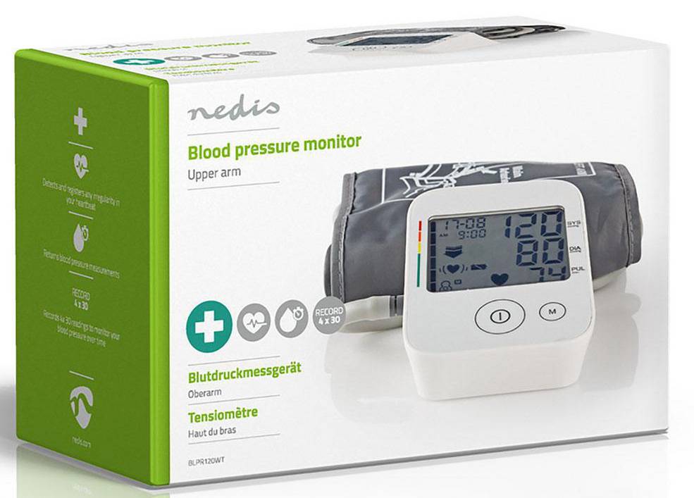 ΗΛΕΚΤΡΟΝΙΚΟ ΠΙΕΣΟΜΕΤΡΟ ΜΠΡΑΤΣΟΥ NEDIS BLPR120WT - ΠΙΕΣΟΜΕΤΡΑ | Plus4u